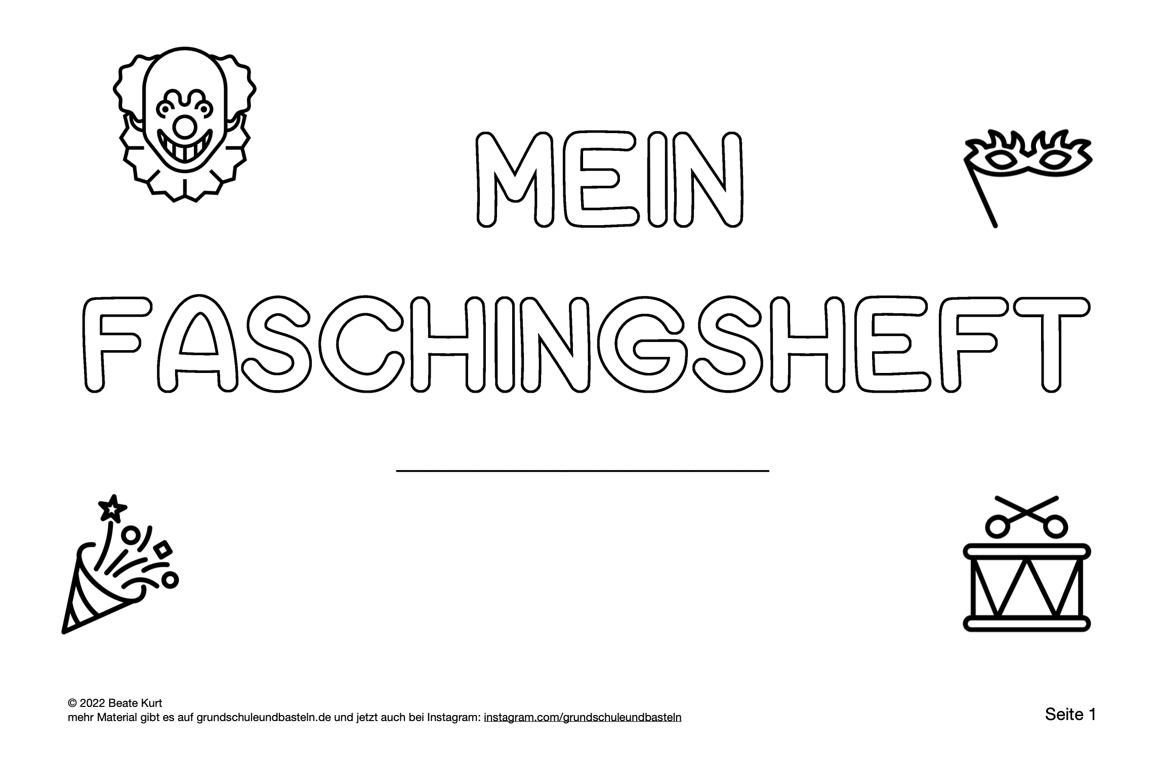 Im Fasching: Lernheft - Mein Faschingsheft – grundschuleundbasteln.de